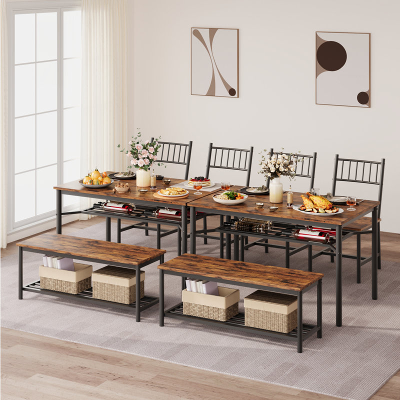 17 Stories Emond Rectangular Modern/Farmhouse/Rustic/Industrial Dining Set & Reviews | Wayfair